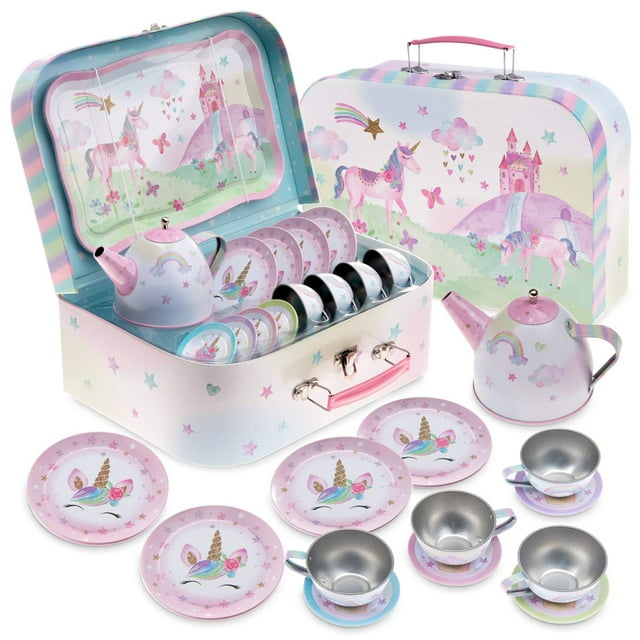 Jewelkeeper Pretend Play Toy Tea Set - 15 Piece with Case for Children ...