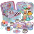 Jewelkeeper 42 Piece Child's Metal Play Cup Tea Set, Rainbow Mermaid ...