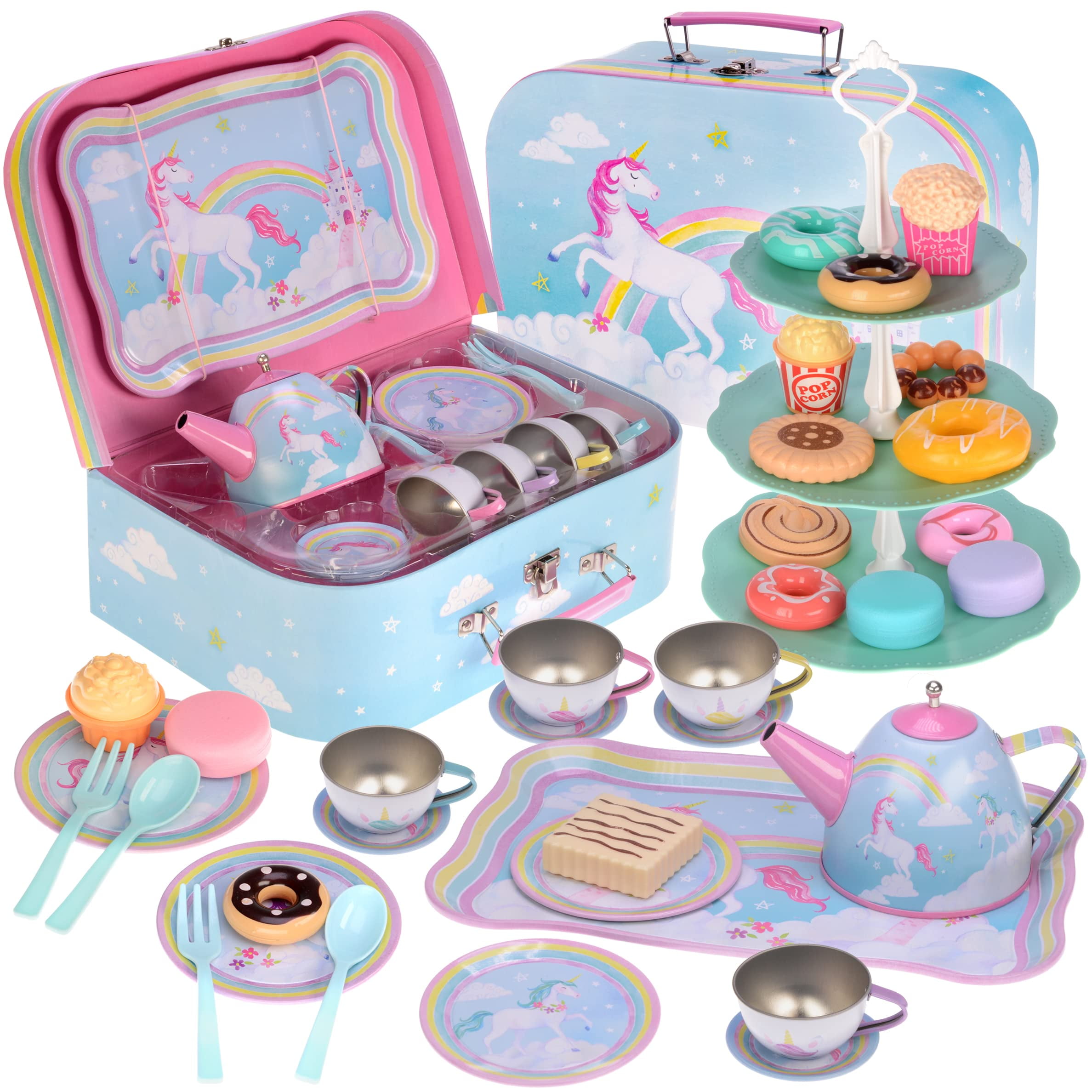 Jewelkeeper 42-Piece Unicorn Tea Set for Children's Play - Cups ...