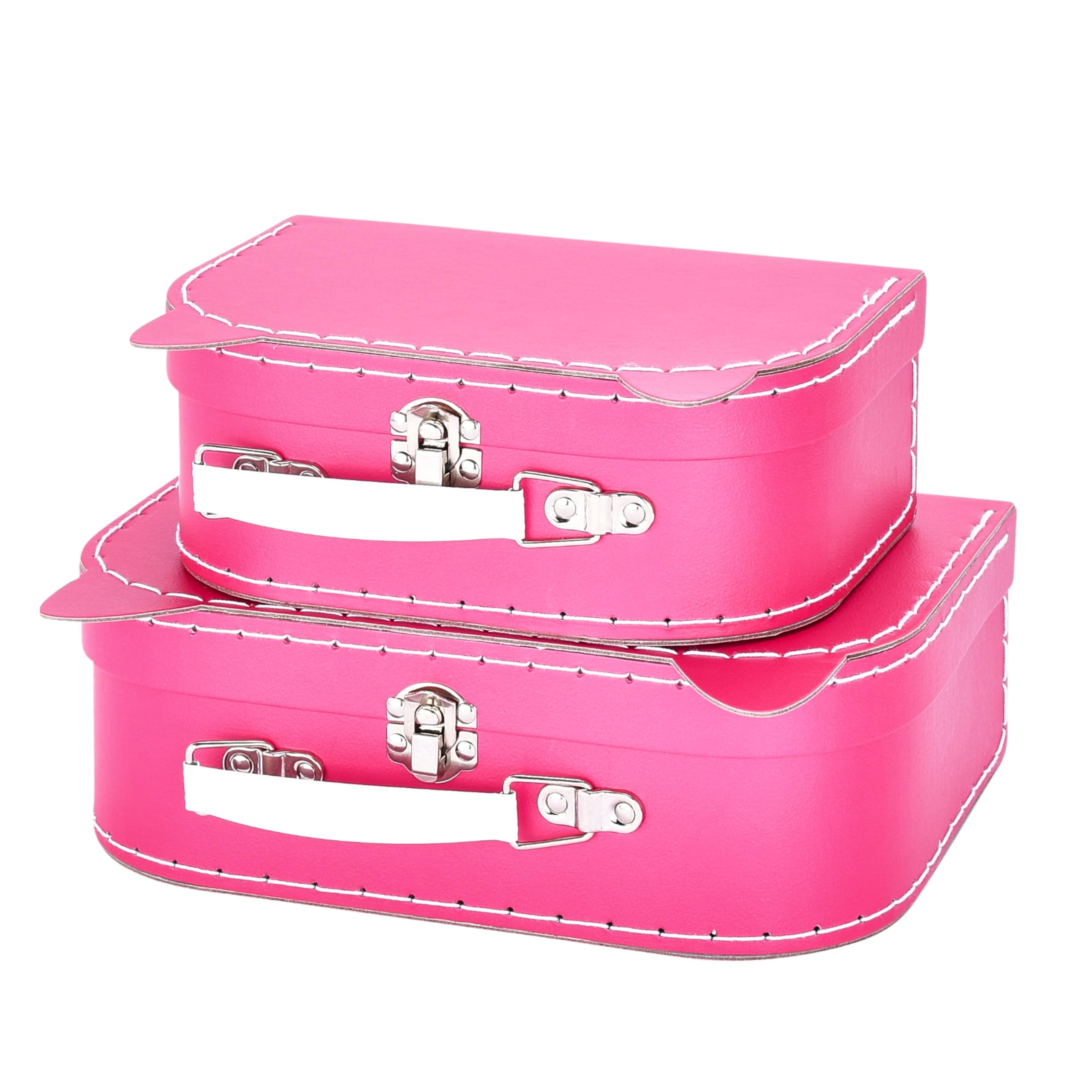 Jewelkeeper Decorative Suitcase Box - Set of 2 Paperboard Suitcases for ...