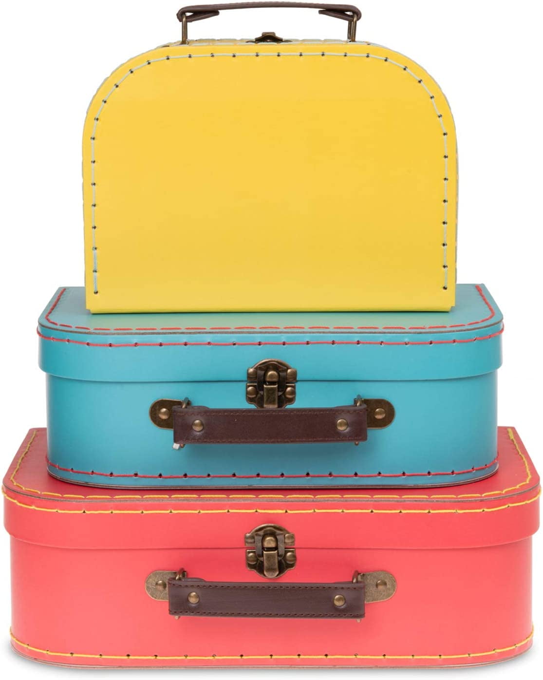 Jewelkeeper Multi-Colored Paperboard Suitcases, Decorative Nesting ...