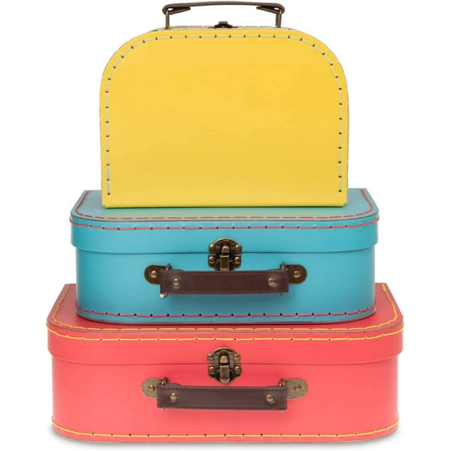 Jewelkeeper Multi-Colored Paperboard Suitcases, Decorative Nesting ...