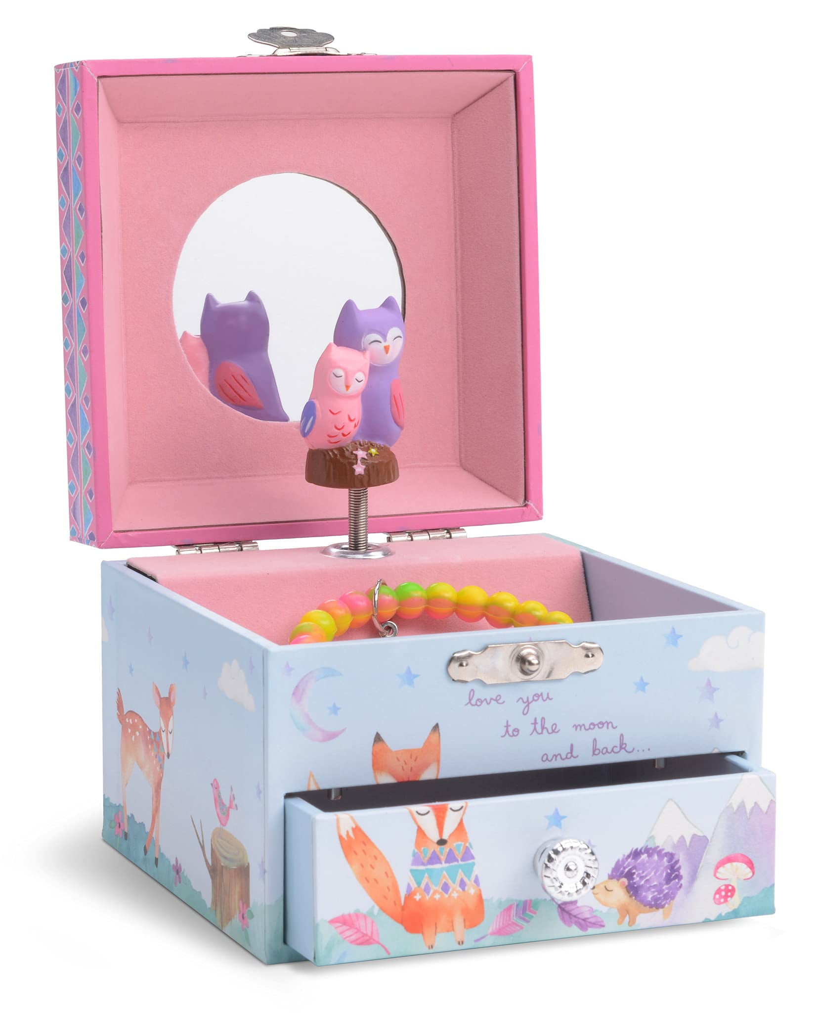 Jewelkeeper Kids' Musical Jewelry Box, Spinning Owls, Woodland Design ...