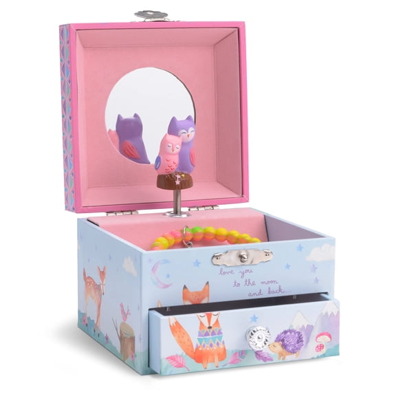 Jewelkeeper Kids' Musical Jewelry Box, Spinning Owls, Woodland Design ...