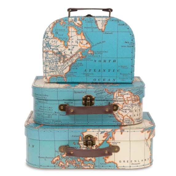 Jewelkeeper Decorative Suitcases, Set of 3 - Nesting Storage Boxes ...