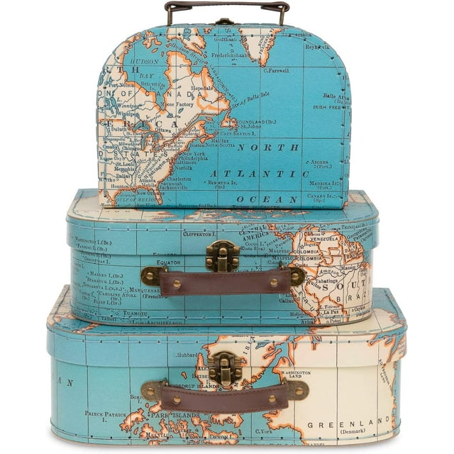 Jewelkeeper Decorative Suitcases, Set of 3 - Nesting Storage Boxes ...