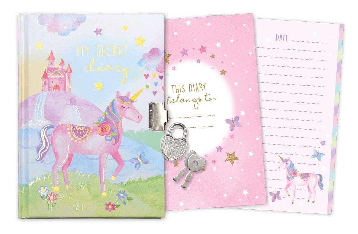 Hot Focus Unicorn Secret Diary with Lock 7 Rainbow Theme Journal ...