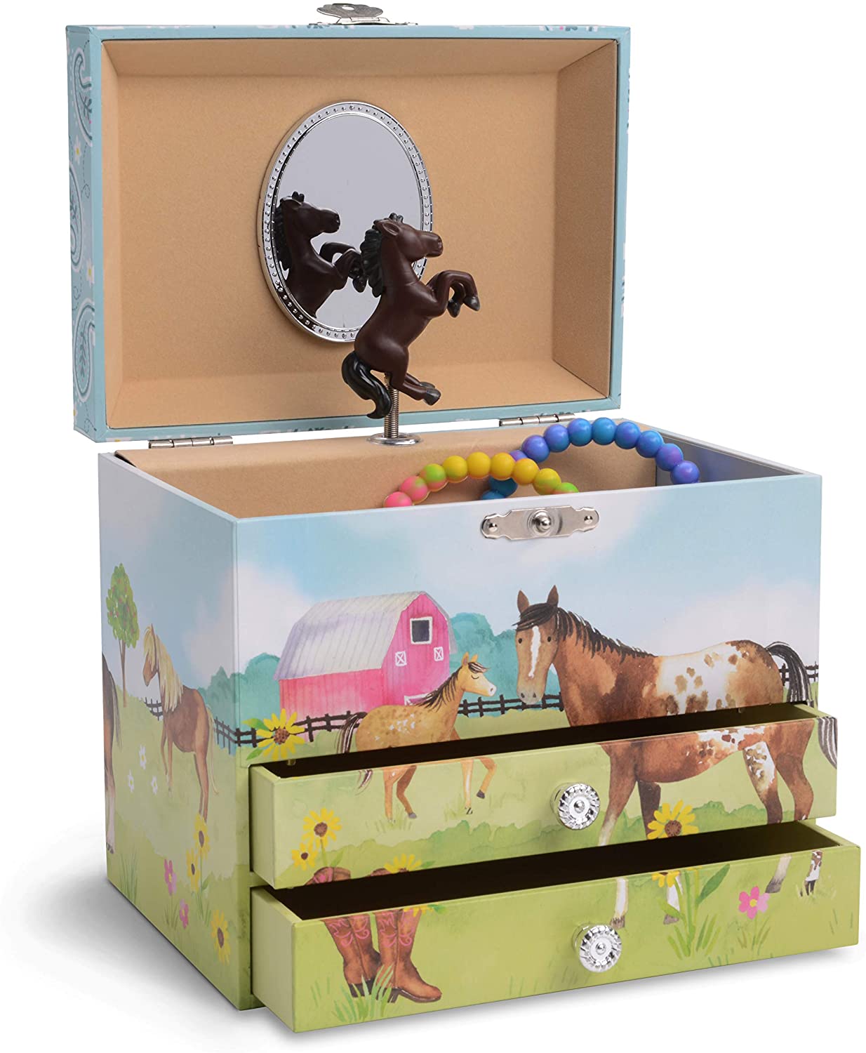 JewelKeeper Unicorn and Rainbow Musical Jewelry Box with 2 Pullout ...