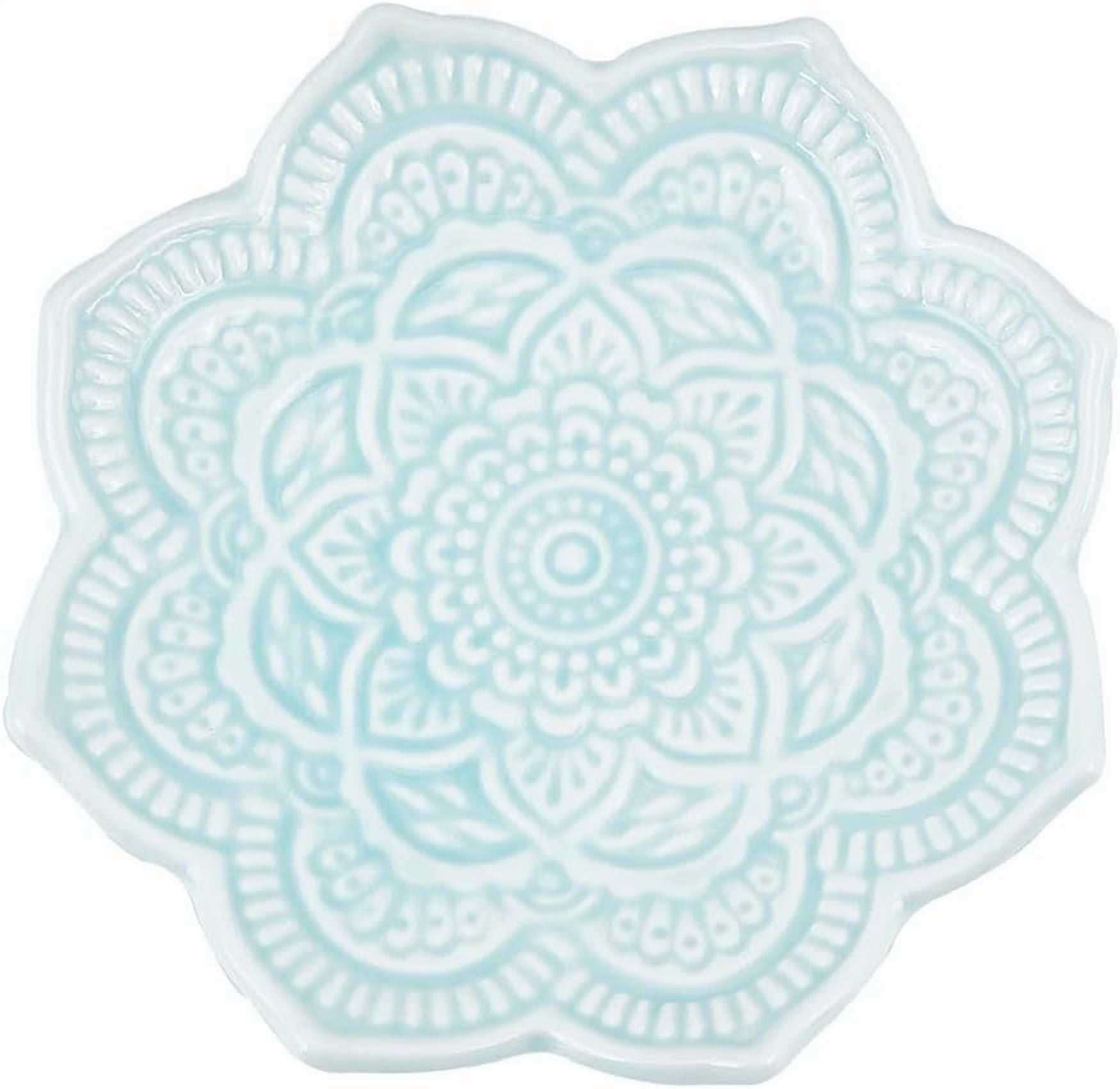 Jewellery Dish Tray Ceramic Jewellery Dish Mandala Flower Shape ...