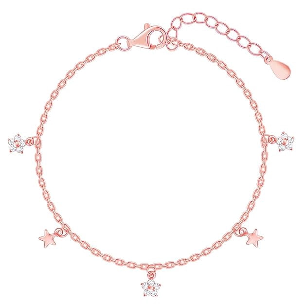 Jewellery Hub 925 Silver Rose Gold Starlit Dreams Bracelet, Adjustable ...