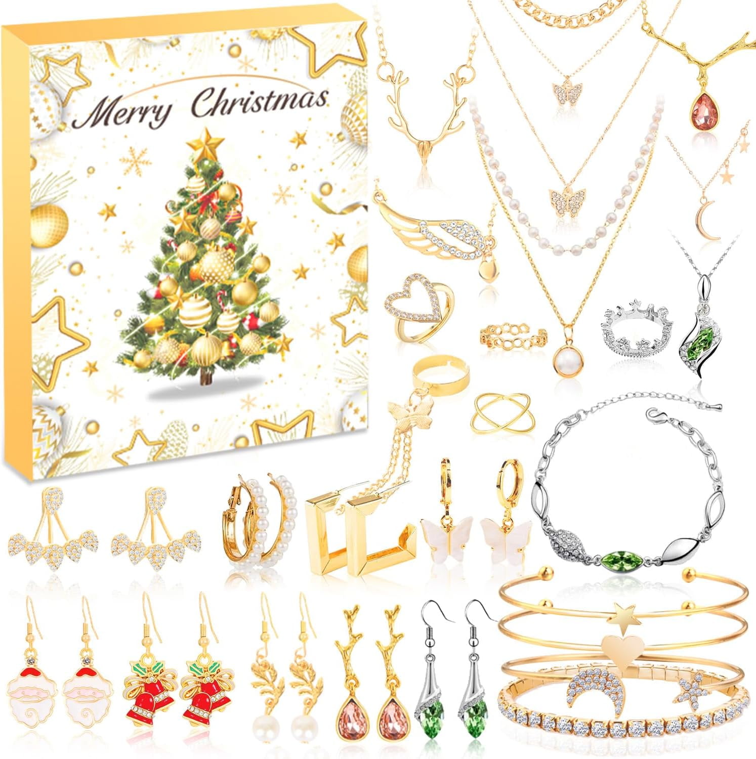 Jewelry Advent Calendar, 24 Days Countdown to Christmas Calendar with ...