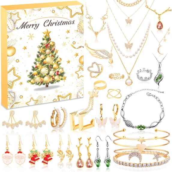 Jewelry Advent Calendar, 24 Days Countdown to Christmas Calendar with ...