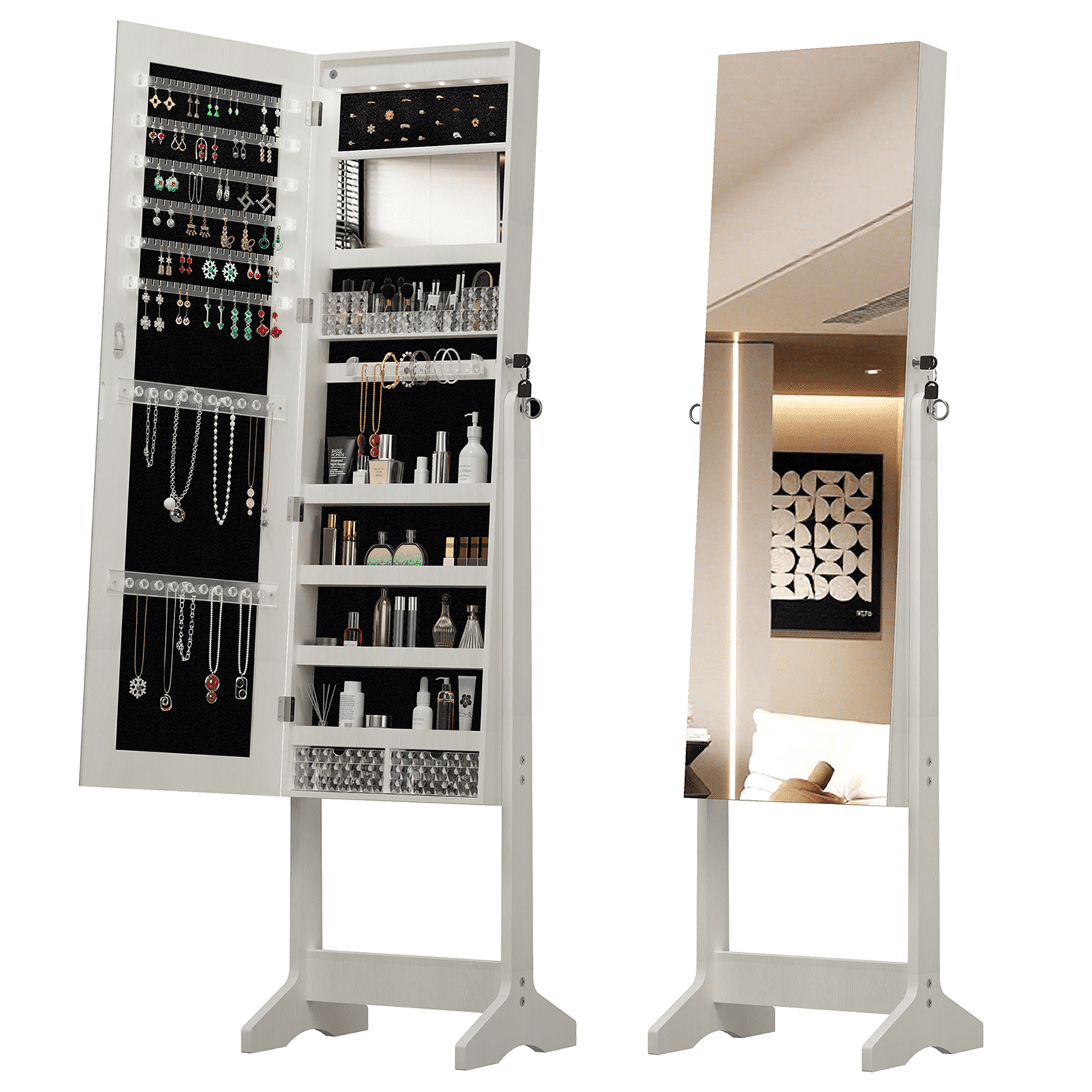 Jewelry Armoire Cabinet Standing,full length mirror with jewelry ...