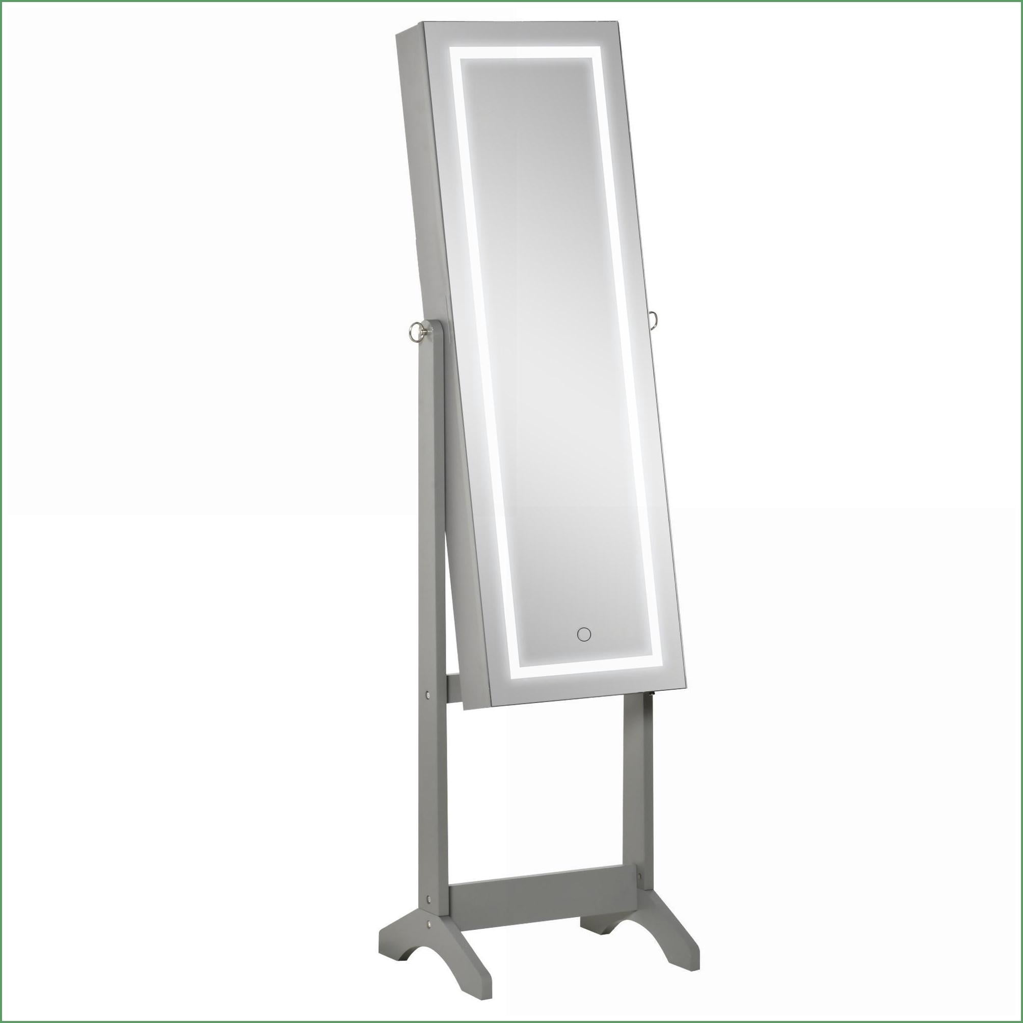 Jewelry Armoire Freestanding with LED Lights, Lockable Mirror & 4 ...