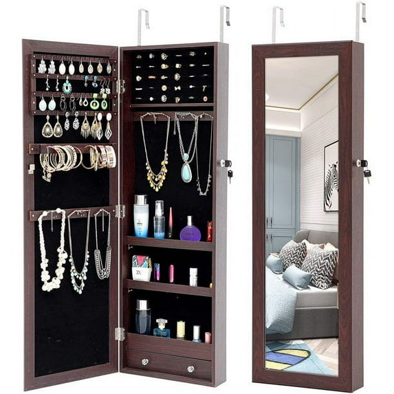 Jewelry Armoire, Mirror Jewelry Cabinet Full Screen Display jewelry ...