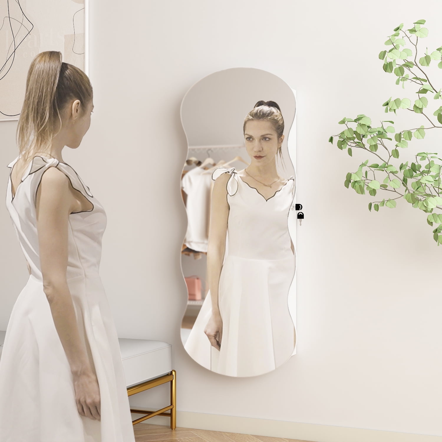 Whitebeach Jewelry Armoire Organizer with Inside LED Mirror,Jewelry ...