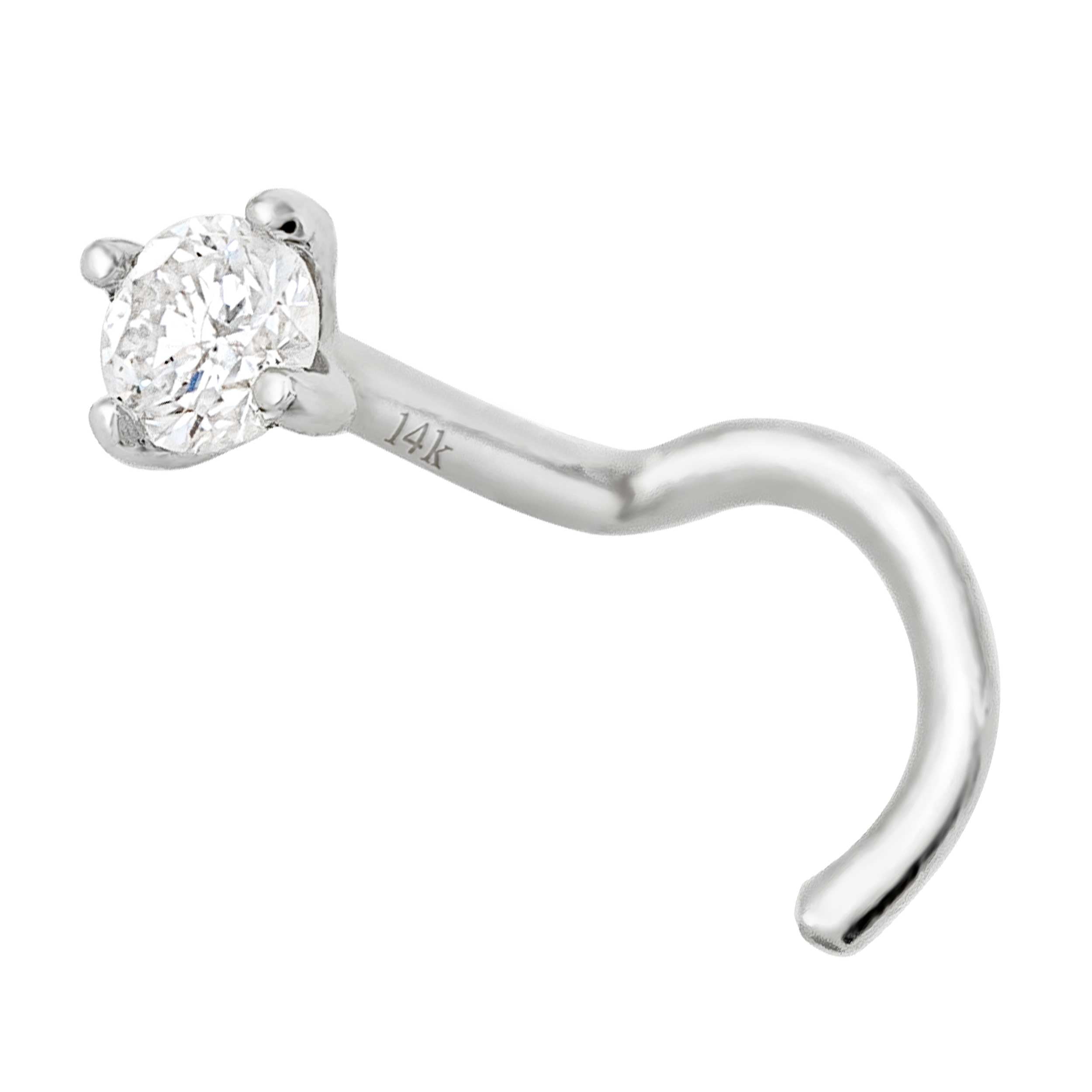 Jewelry Avalanche 14K White Gold 2.5mm Moissanite Nose Screw Stud 20G ...