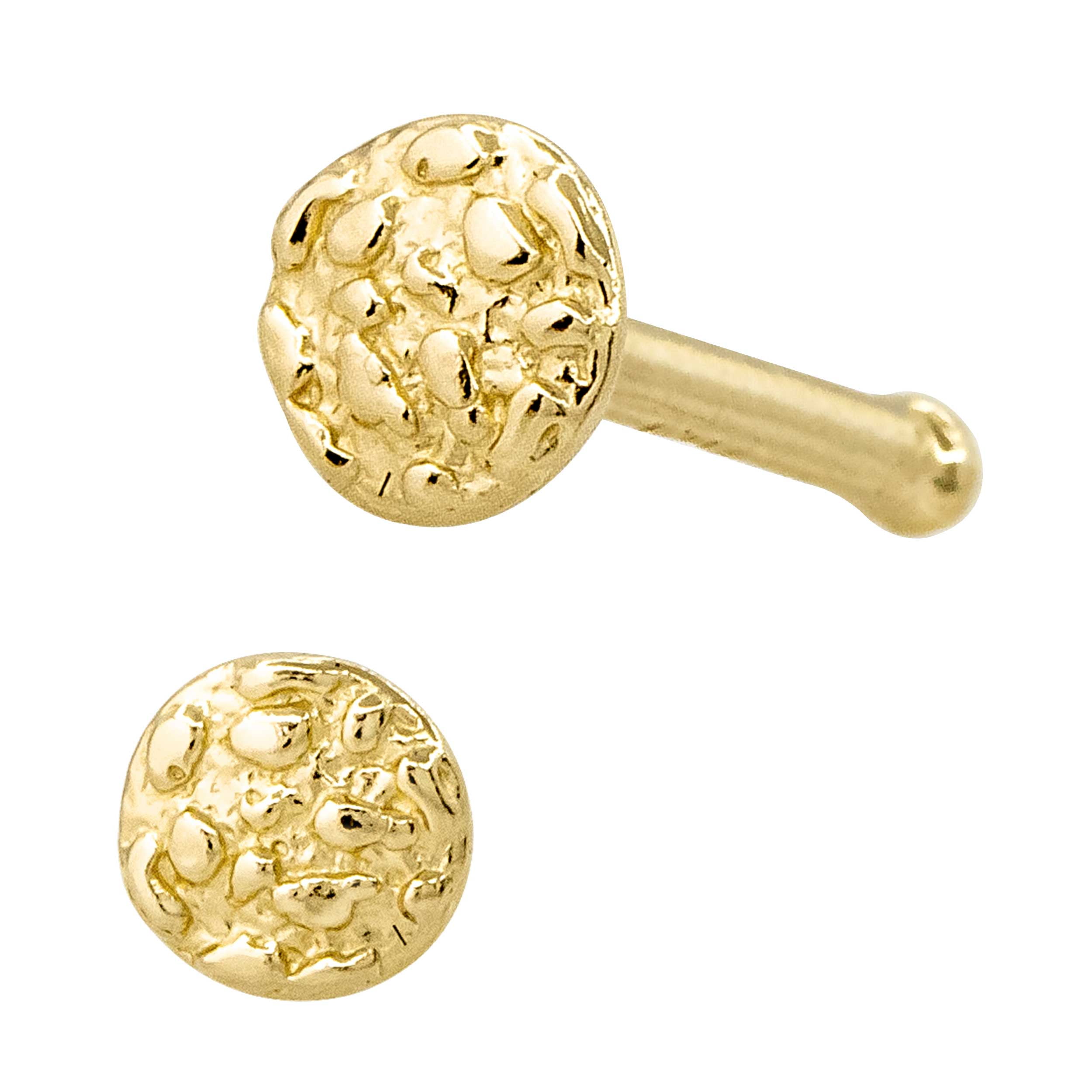 Jewelry Avalanche 20G 14K Yellow Gold Round Nugget Ball-end Nose Stud ...