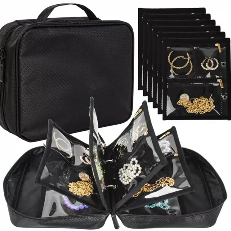 Jewelry Bags Jewelry Storage Book Binder with Clear Zipper Velvet Pouch for Traveling,Earrings ...