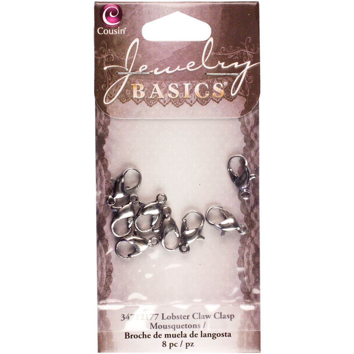 Jewelry Basics Metal Findings-Lobster Clasp Gunmetal 8/Pkg Multi ...