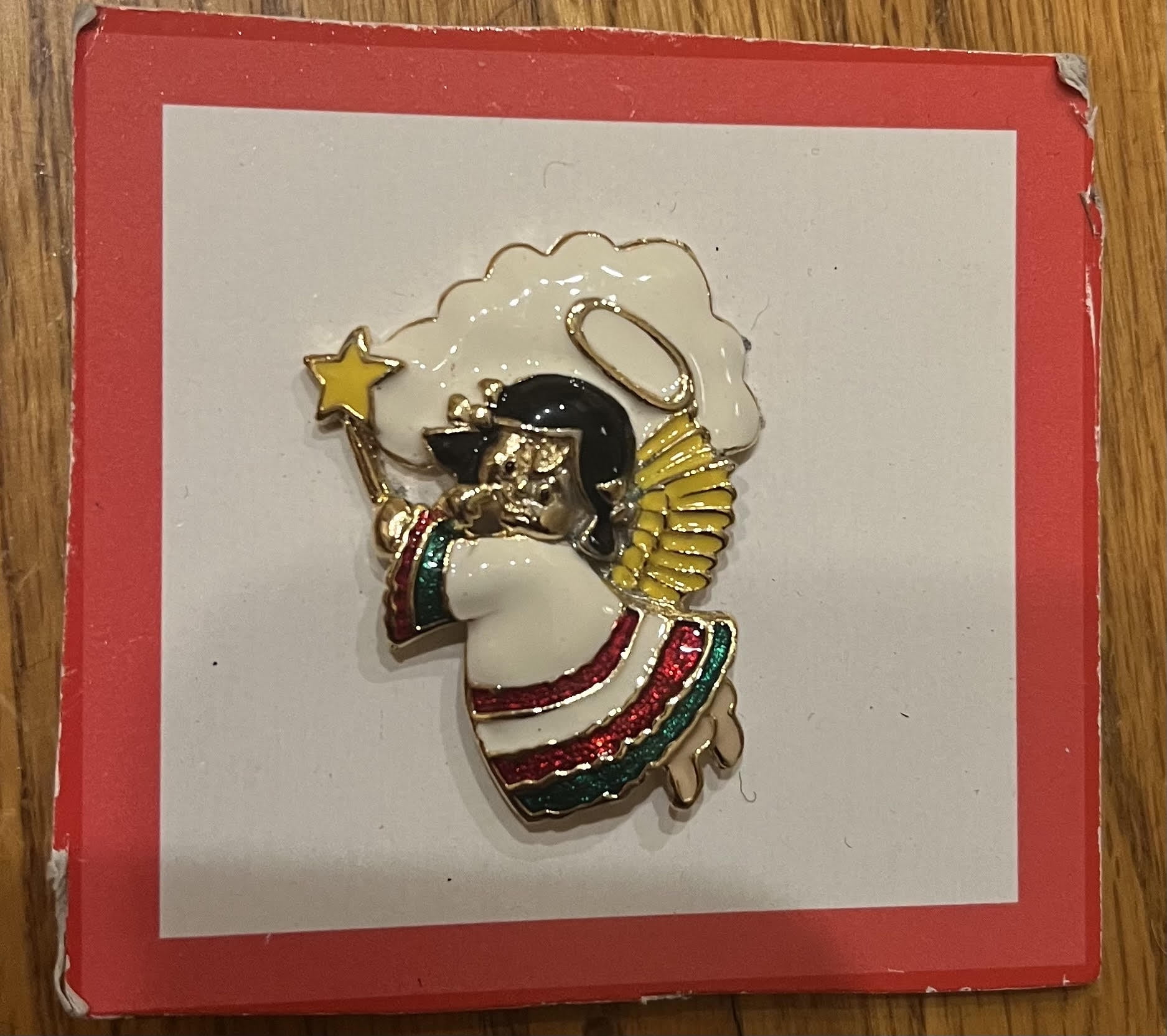 Jewelry Beautiful Enamel Christmas Noel Praying Angel Pin Brooch ...