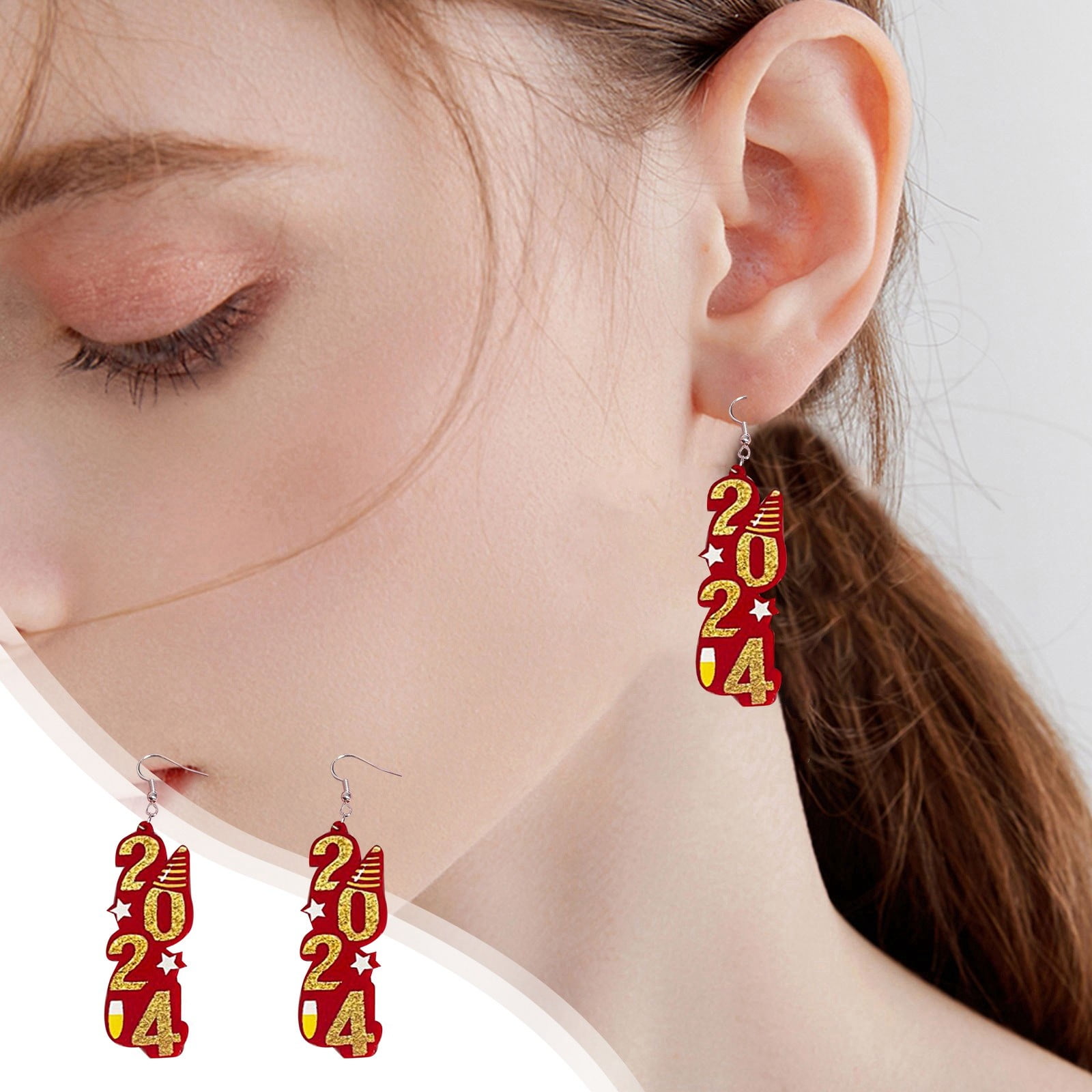 Jewelry Box 2024 Numbers New Year Earrings Novel Acrylic Long Style ...