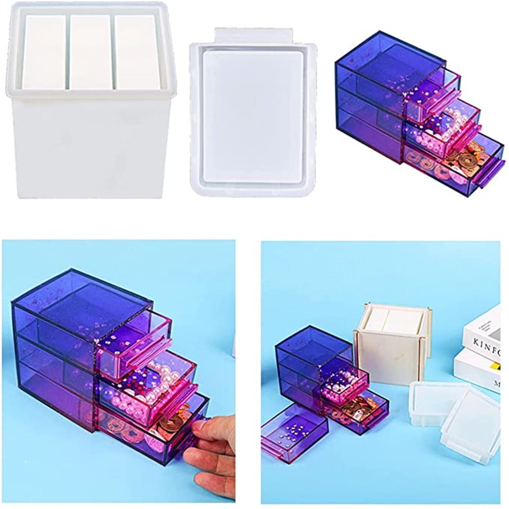 Jewelry Box 3 Layers，Layering Storage Box Epoxy Resin Molds DIY Drawer ...