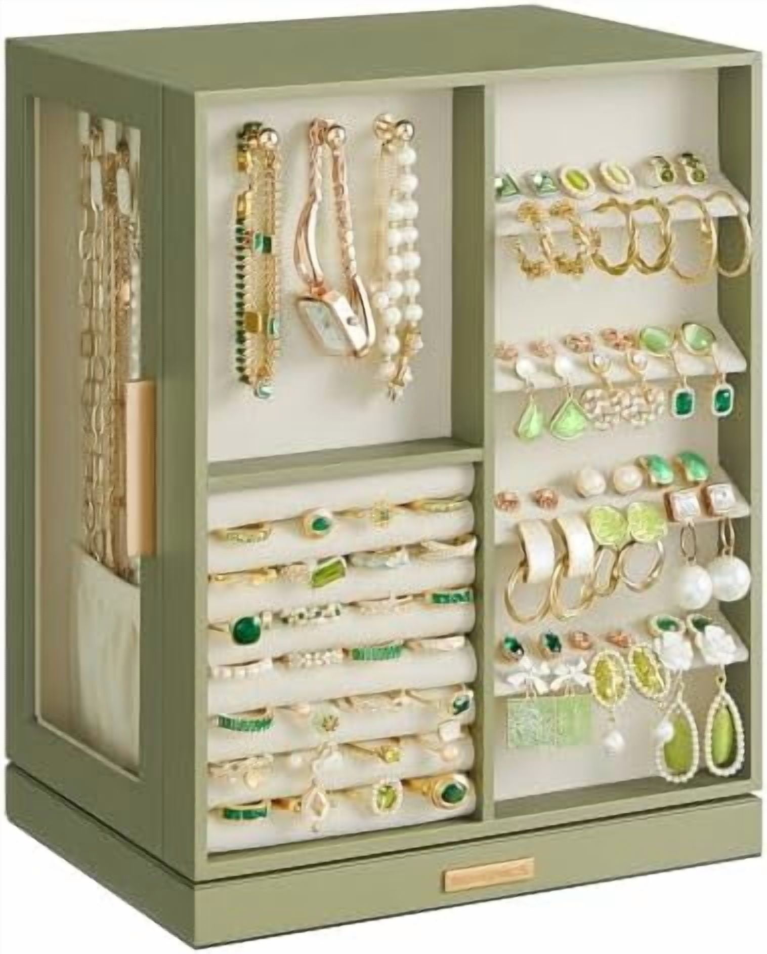 Jewelry Box 360° Rotating, Jewelry Storage Case with 5 Drawers, Jewelry ...