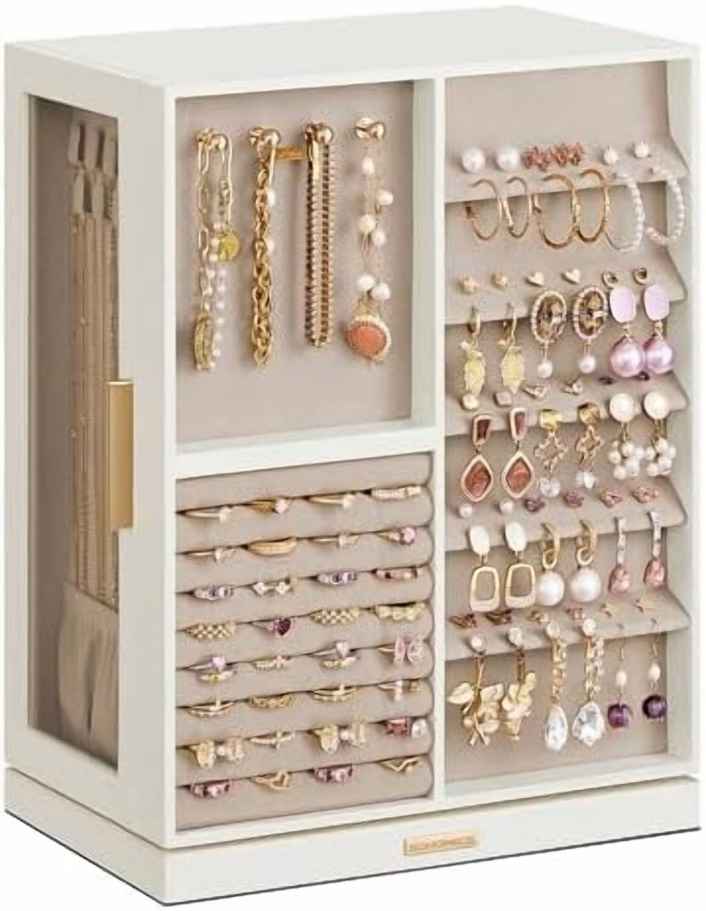 Jewelry Box 360° Rotating, Jewelry Storage Case with 7 Drawers, Jewelry ...