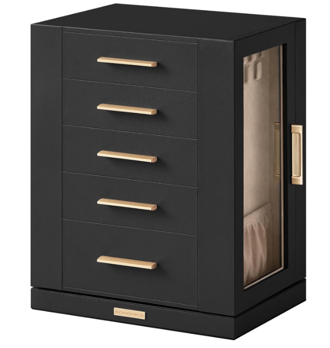 Jewelry Box 360 ° Rotating, Jewelry Storage Case With 5 Drawers ...