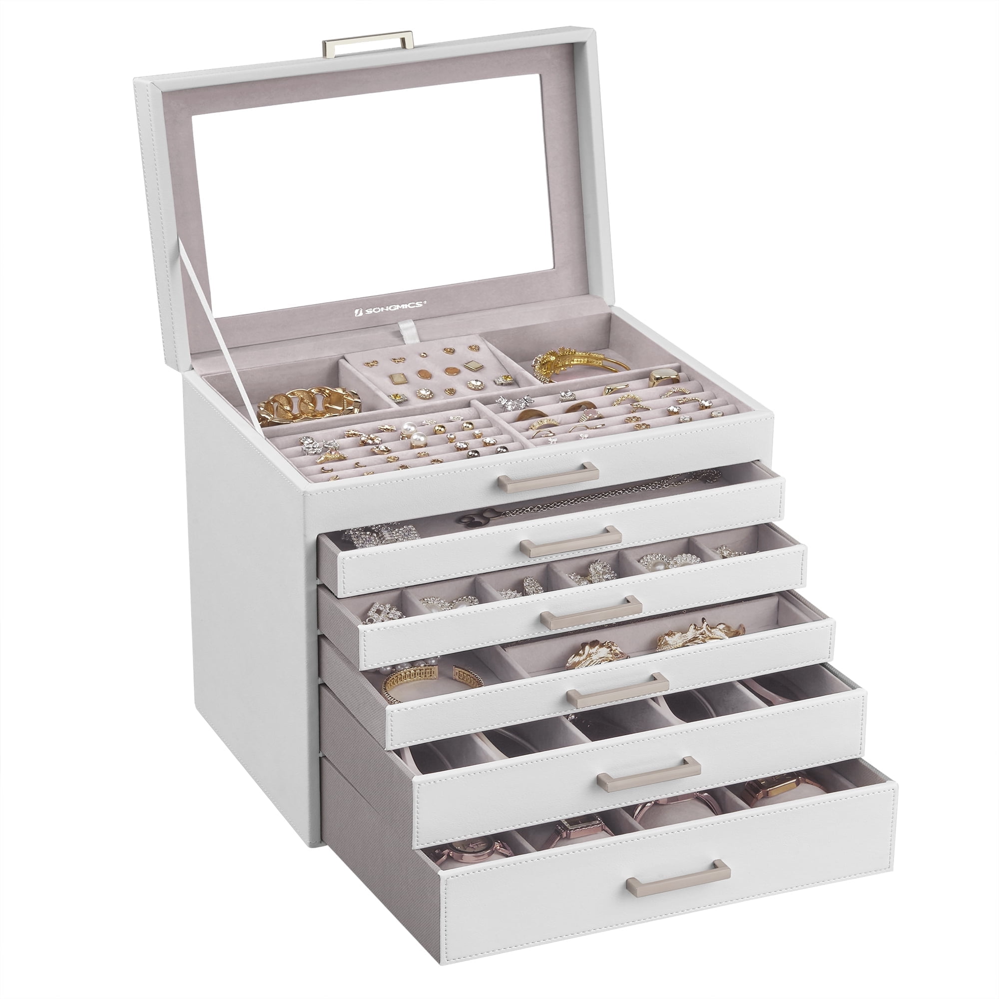 Jewelry Box, 6-Tier Jewelry Organizer, Large Jewelry Case with Big ...