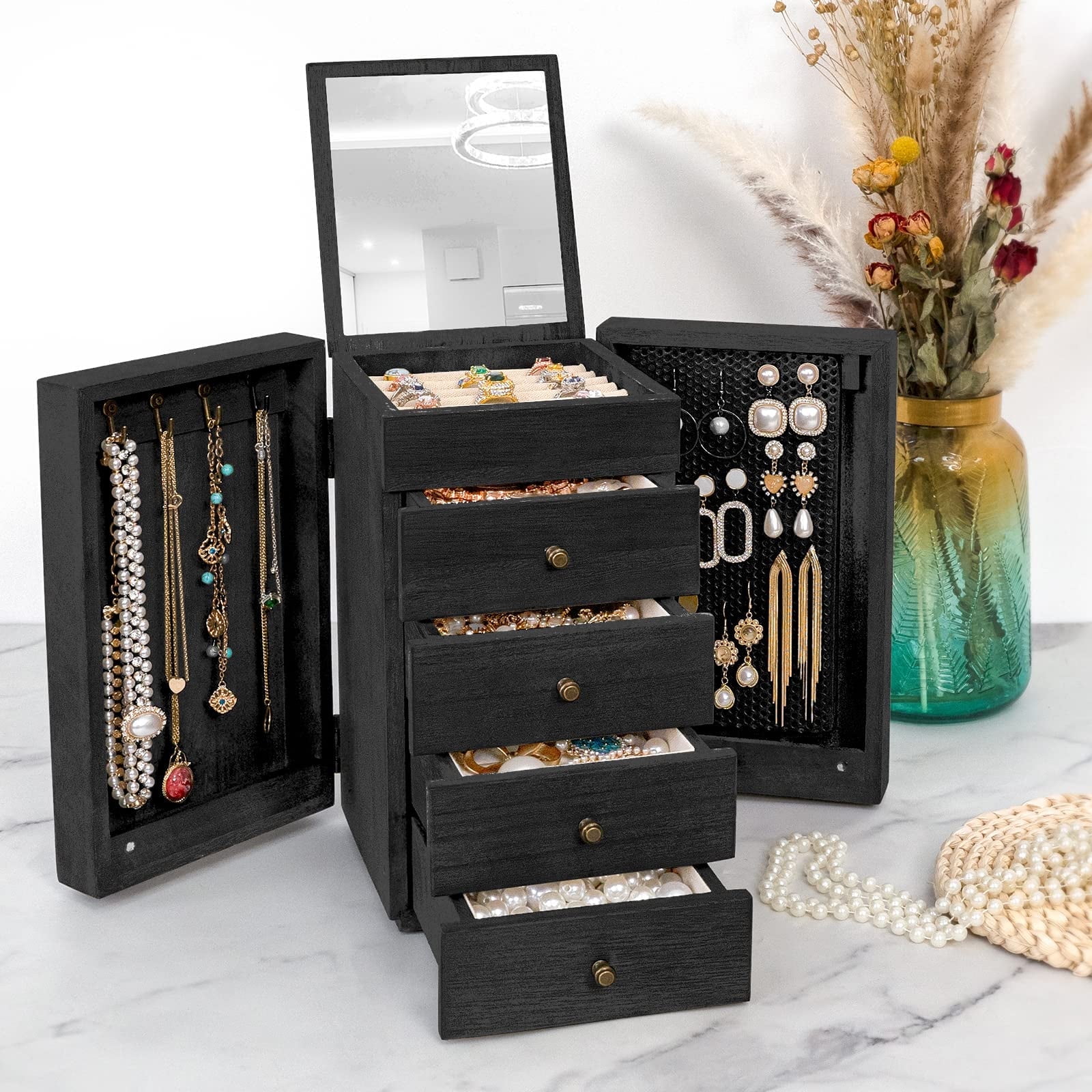 Jewelry Box Jewrlry Organizer, Wooden Jewelry Boxes for Women Jewelry ...