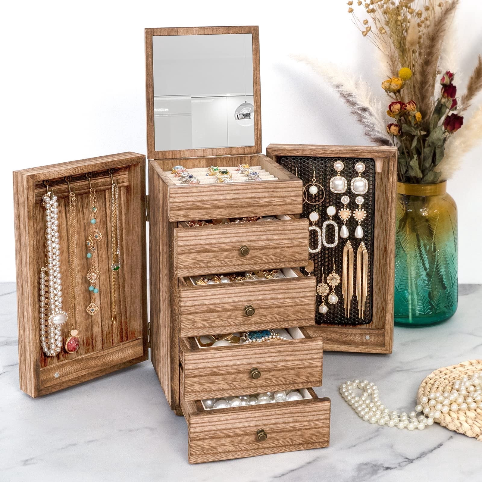 Jewelry Box Jewrlry Organizer, Wooden Jewelry Boxes for Women Jewelry ...