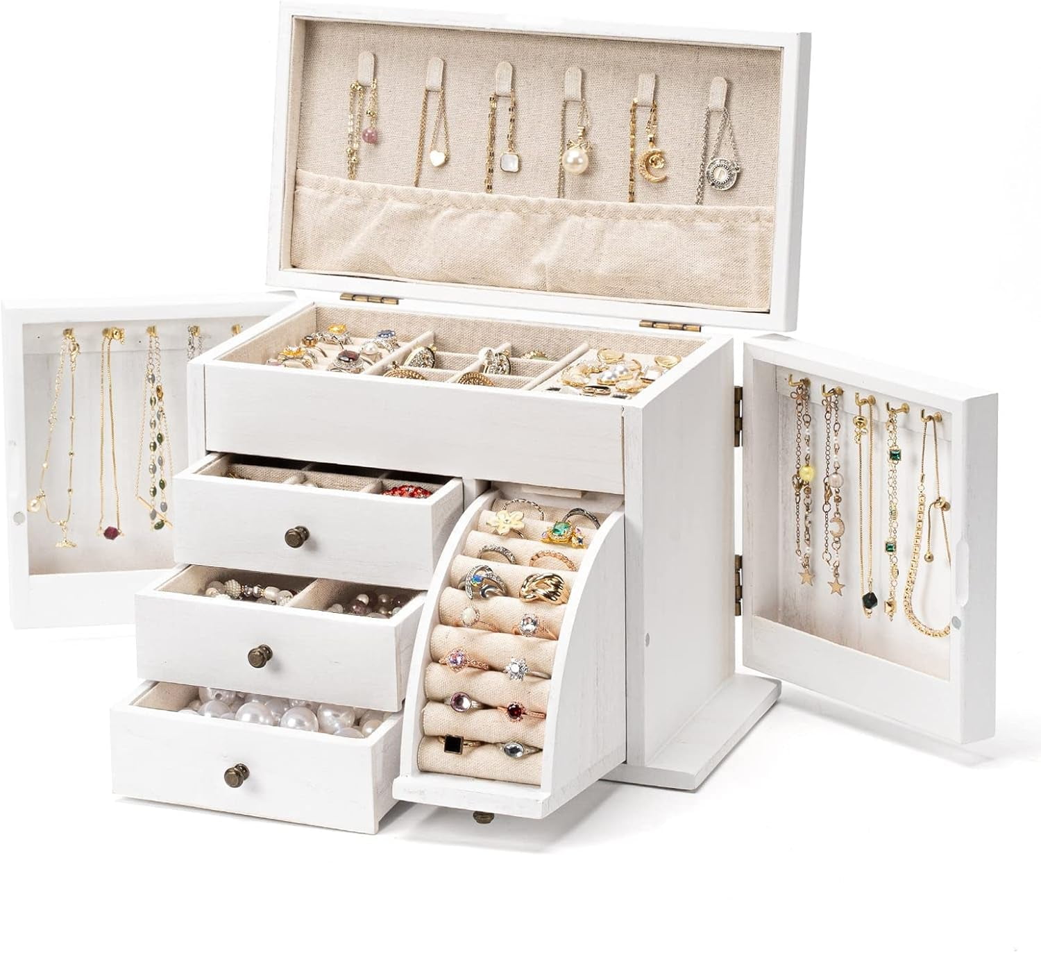Jewelry Box Organizer, Solid Wood Jewelry Boxes for Women for Storage ...