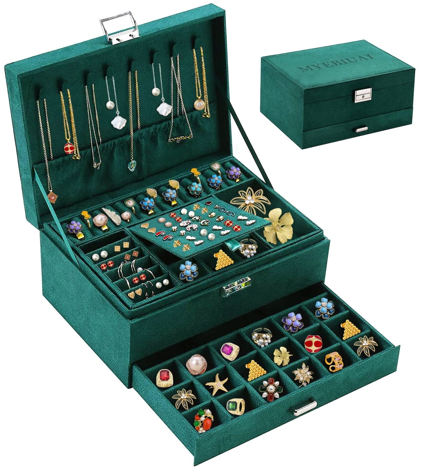 Jewelry Box Organizer for Women Girls (Green) - Walmart.com