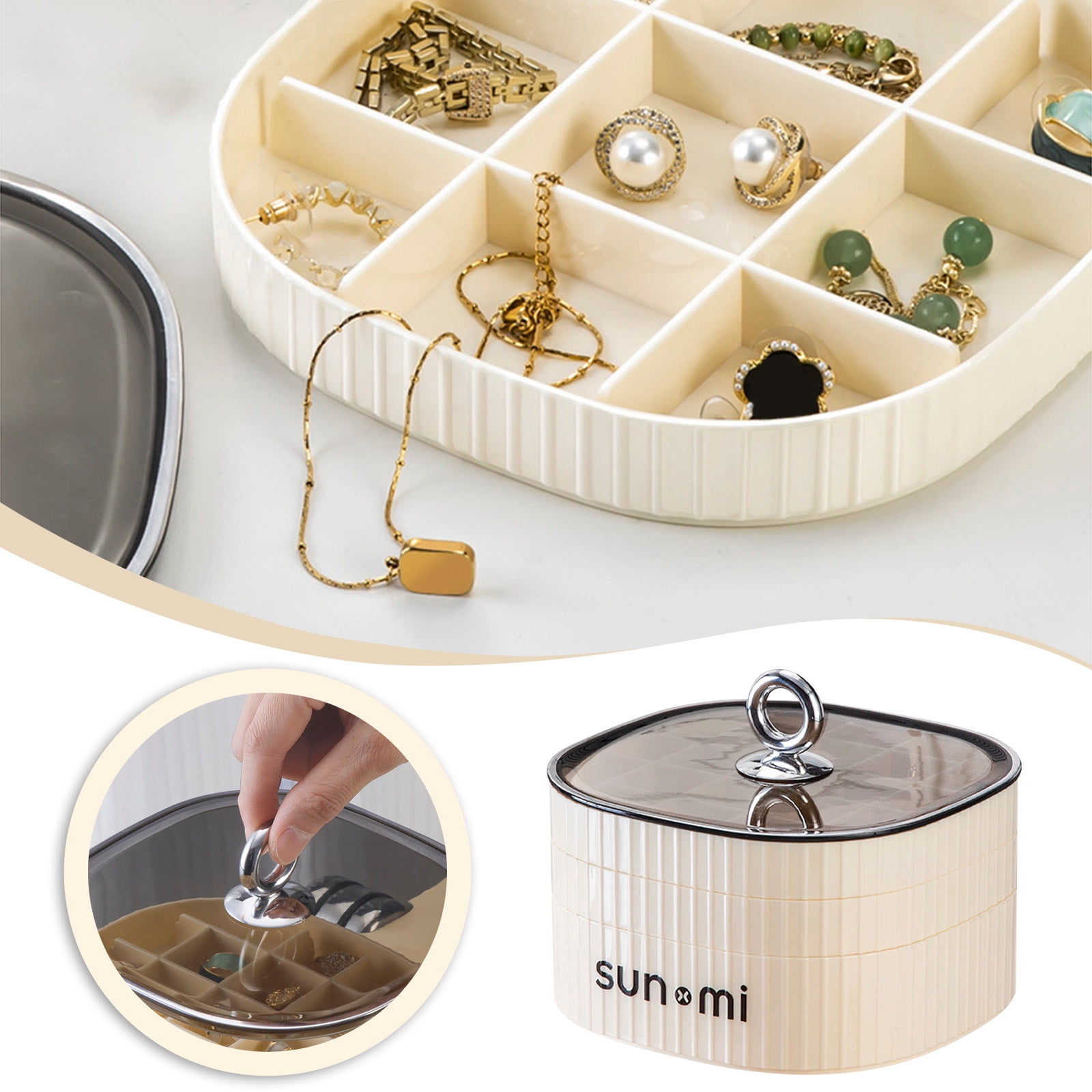 Jewelry Box Small Jewelry Organizer For Women Girls, 3 Layer Jewelry ...