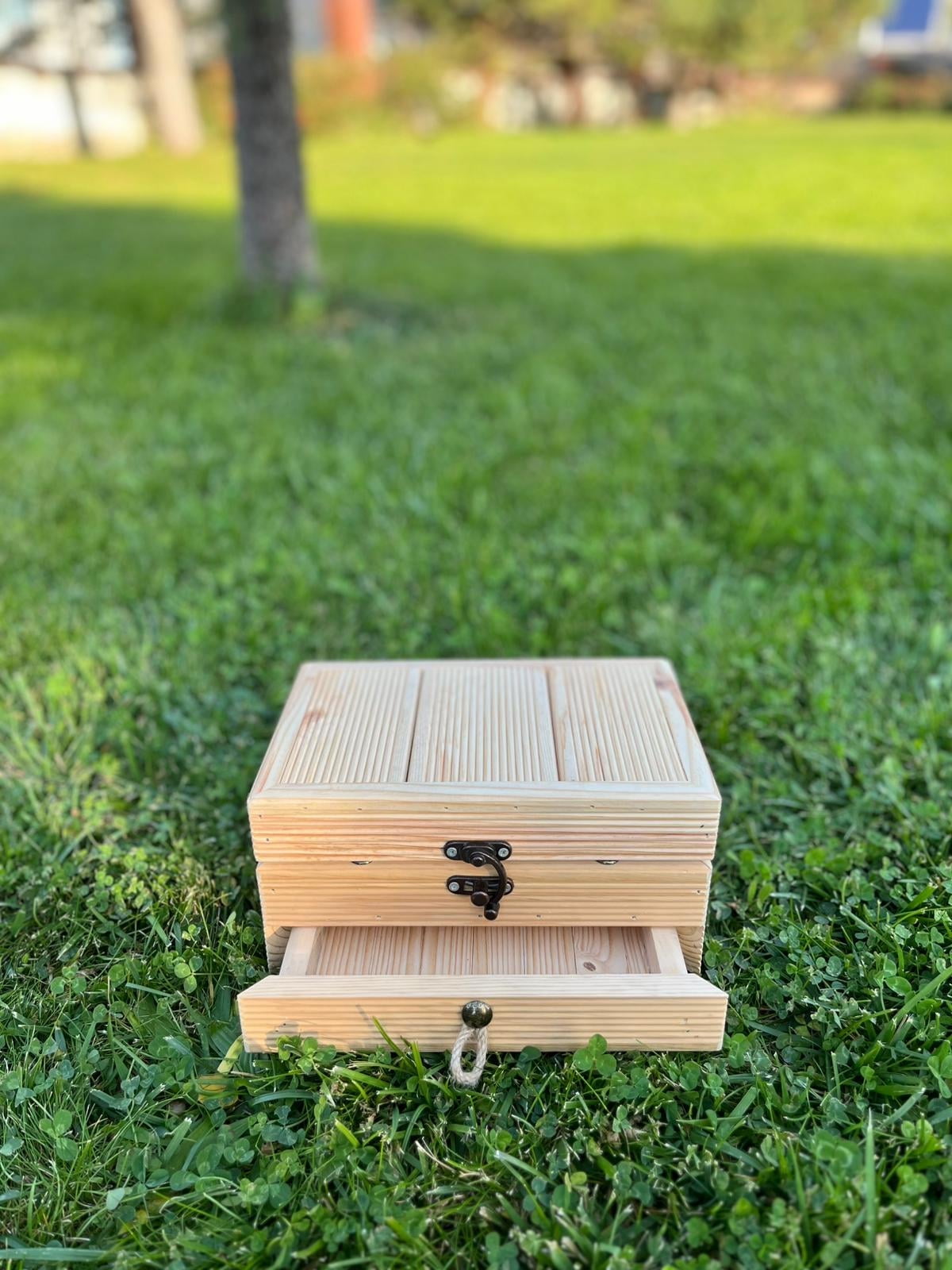 Jewelry Box,Unfinished Wooden Box,Large Wooden Box with Hinged Lid ...