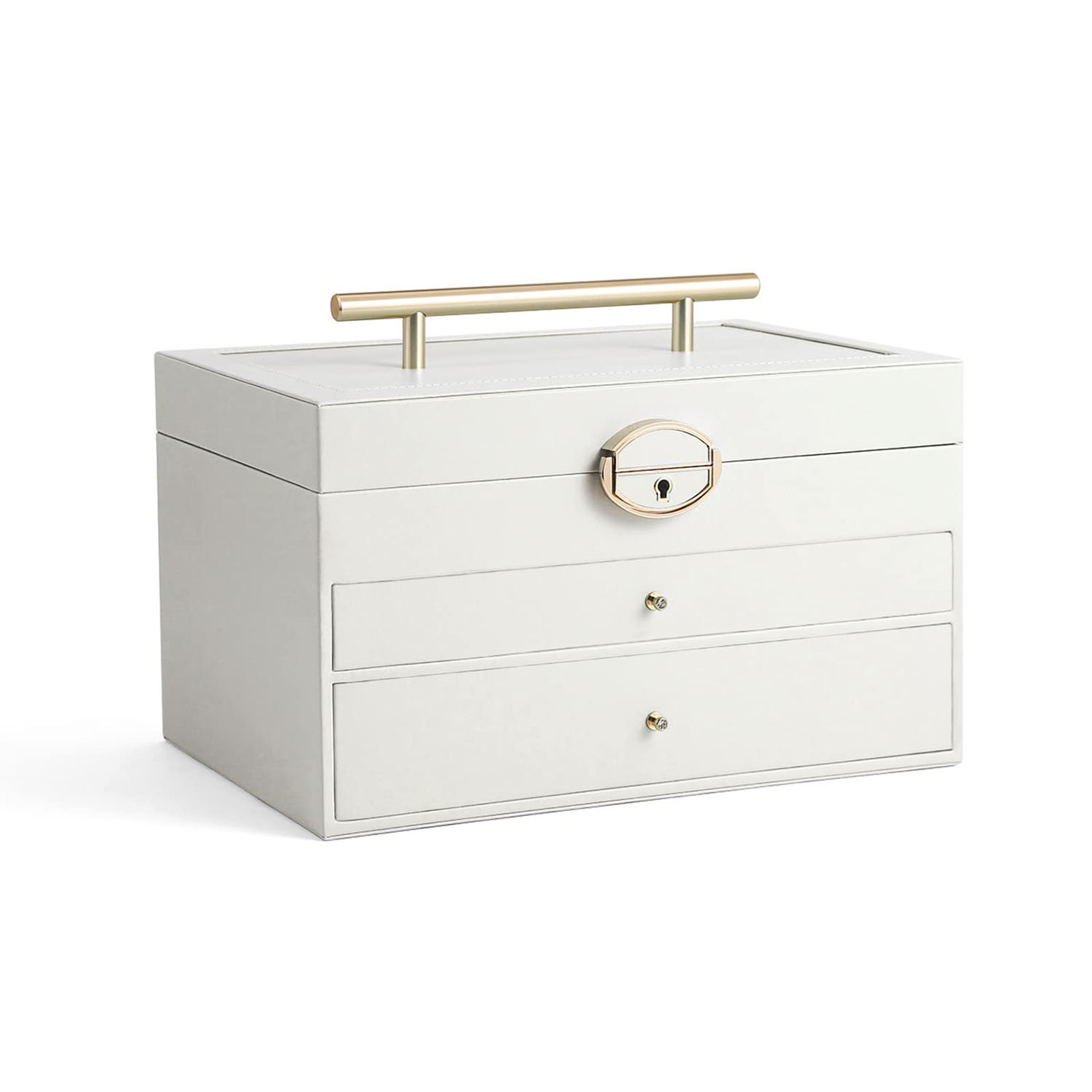 Ktaxon 4-Drawer Mirrored Lockable Jewelry Box Case for Earring Necklace ...