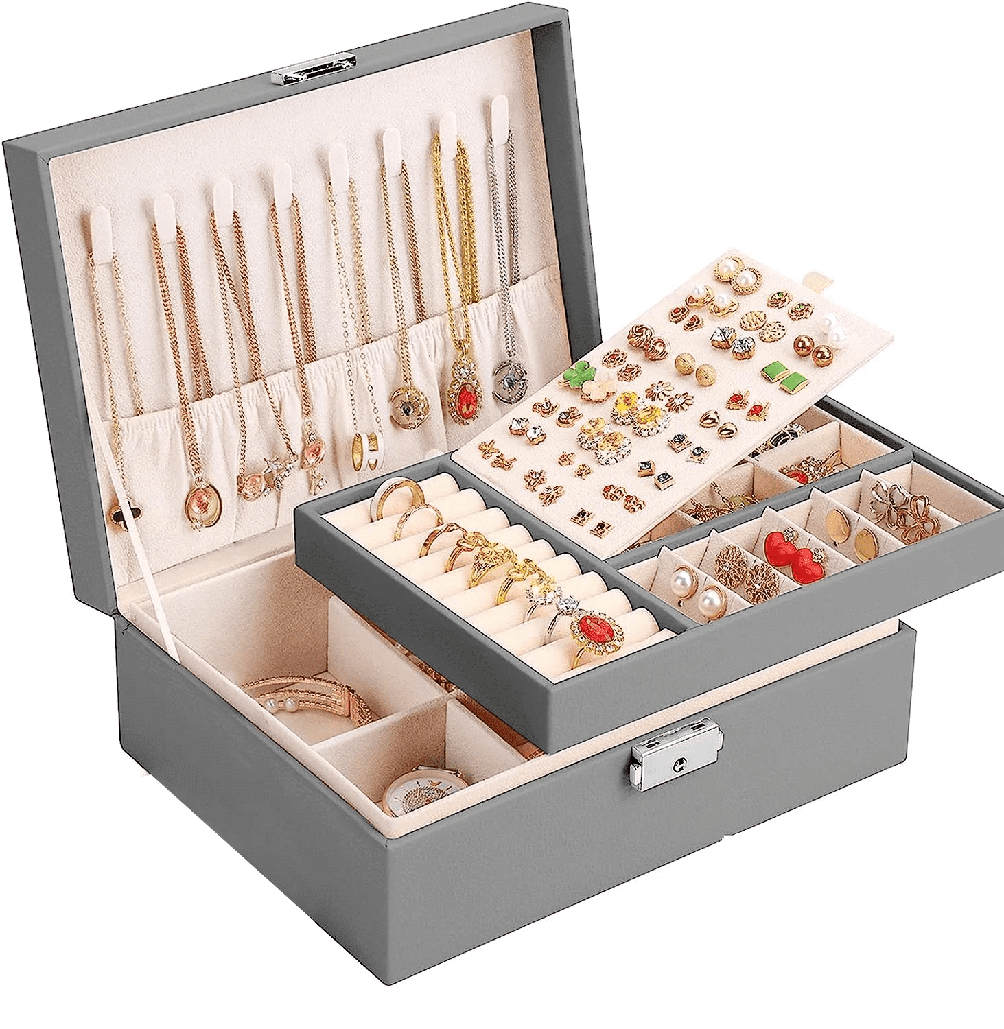 Jewelry Box for Women Girls Gift, Portable Large Travel Jewelry ...