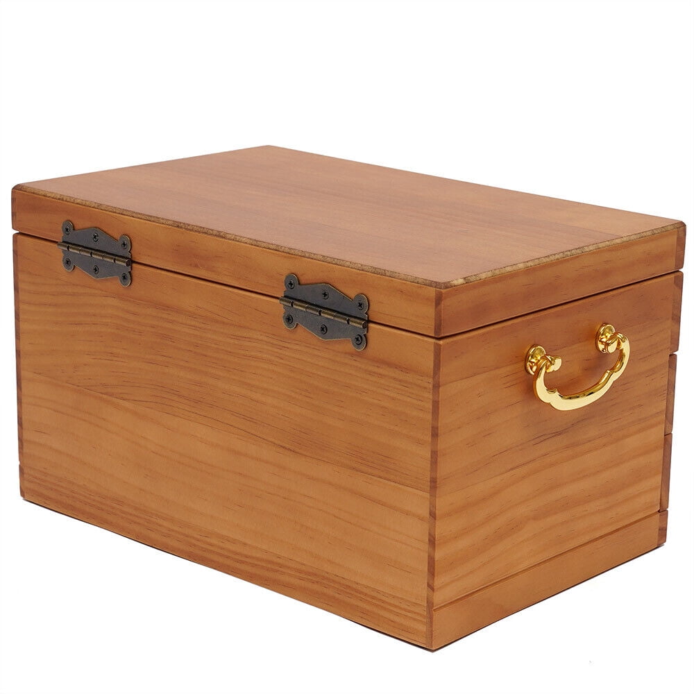 Jewelry Box with Mirror Retro 3 Layers Jewelry Storage Case Wooden ...