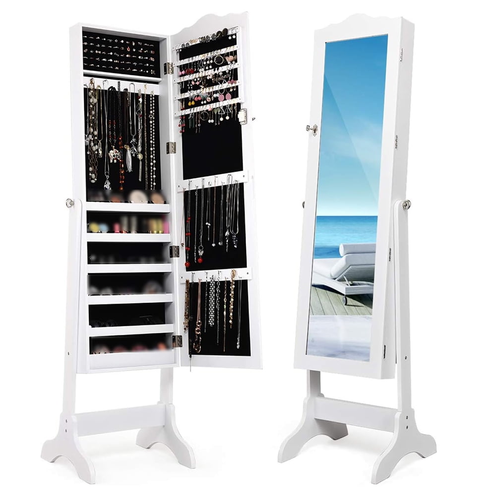 Jewelry Cabinet Armoire Lockable with Mirror, Standing Full Length ...