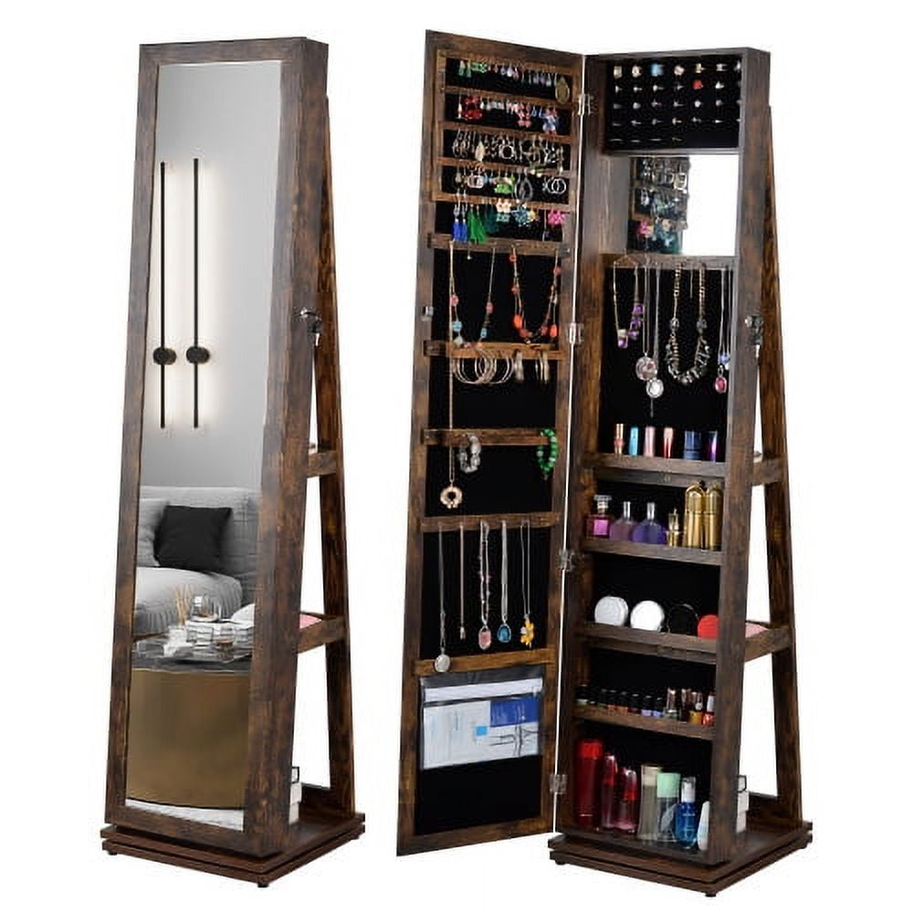 Jewelry Cabinet Armoire, ZPL Freestanding Lockable Storage Unit, Full ...