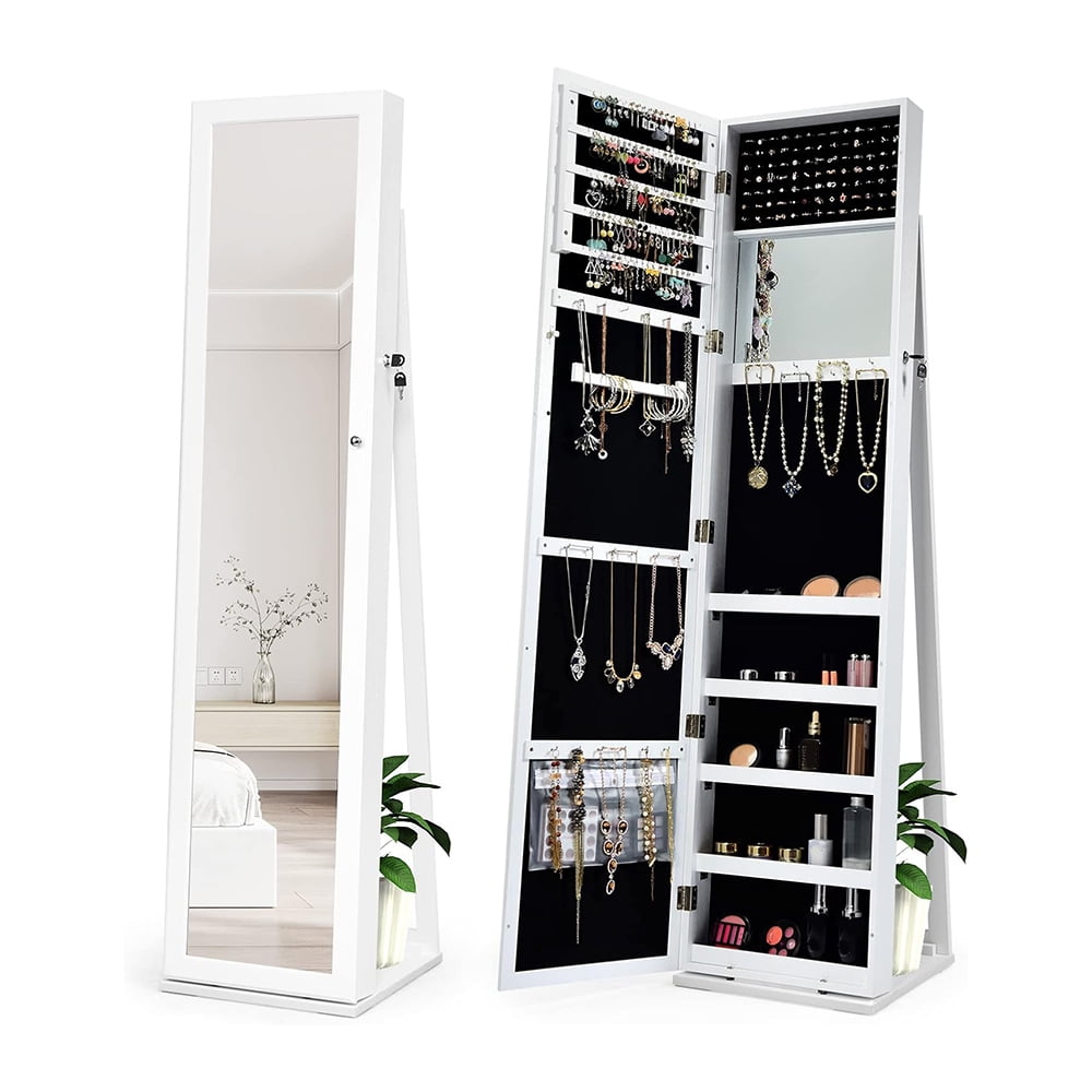 Jewelry Cabinet, Versatile Standing Jewelry Armoire with Rear Storage ...