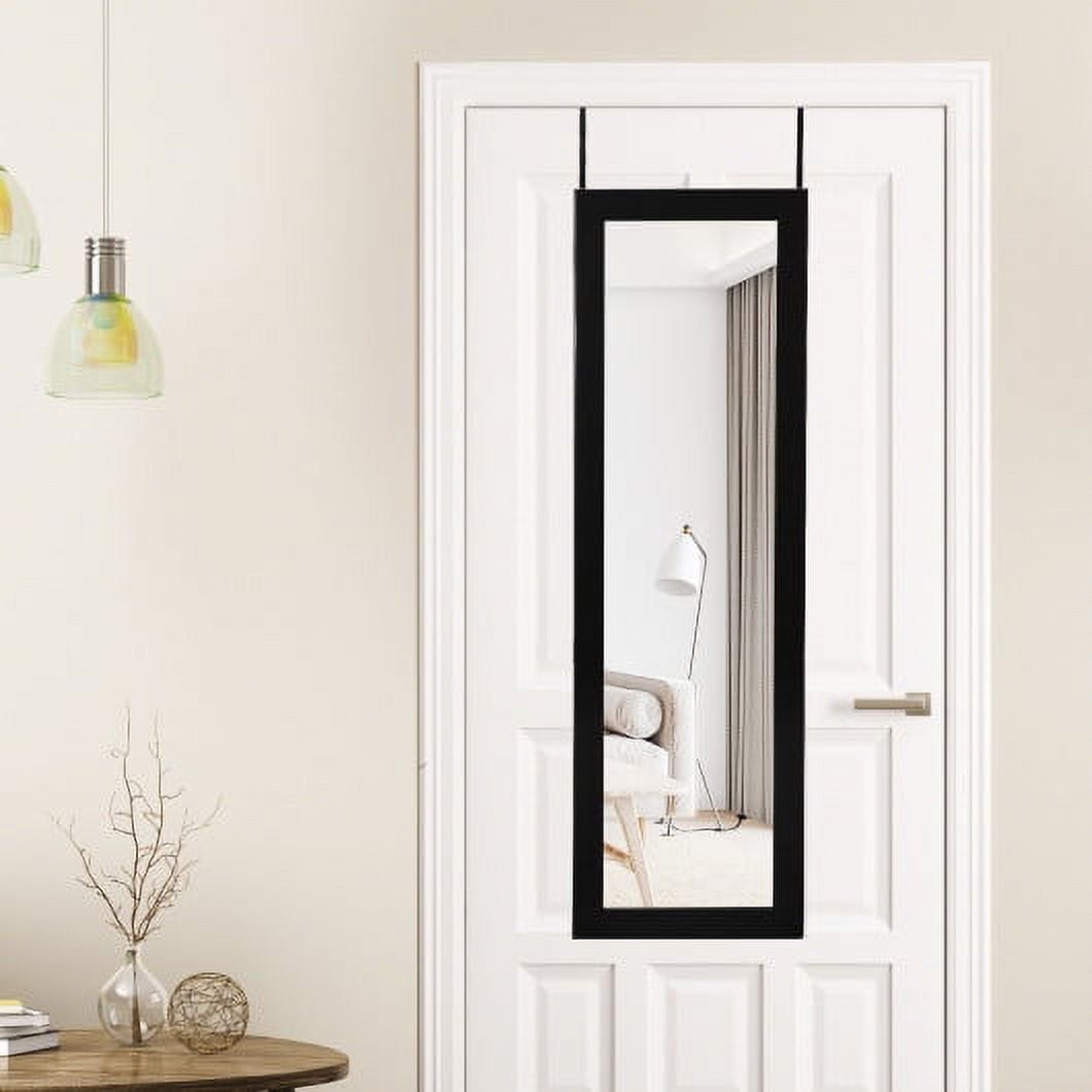 Jewelry Cabinet w/LED Lights-Black Lockable Wall Door Mounted Mirror ...