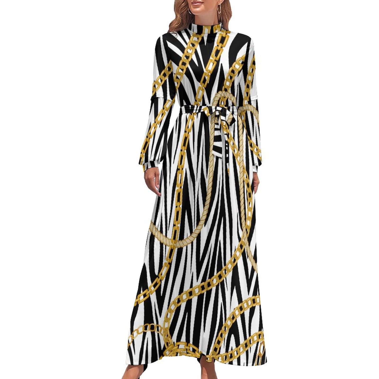 Jewelry Chains Dress Belts Print Sexy Maxi Dress Street Style Beach ...
