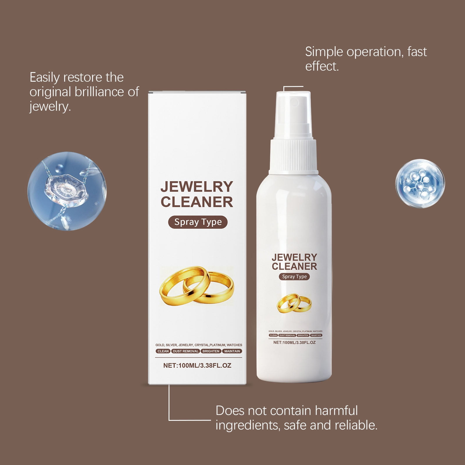 Jewelry Cleaner Solution – Safely Cleans All Jewelry Types, Gentle ...