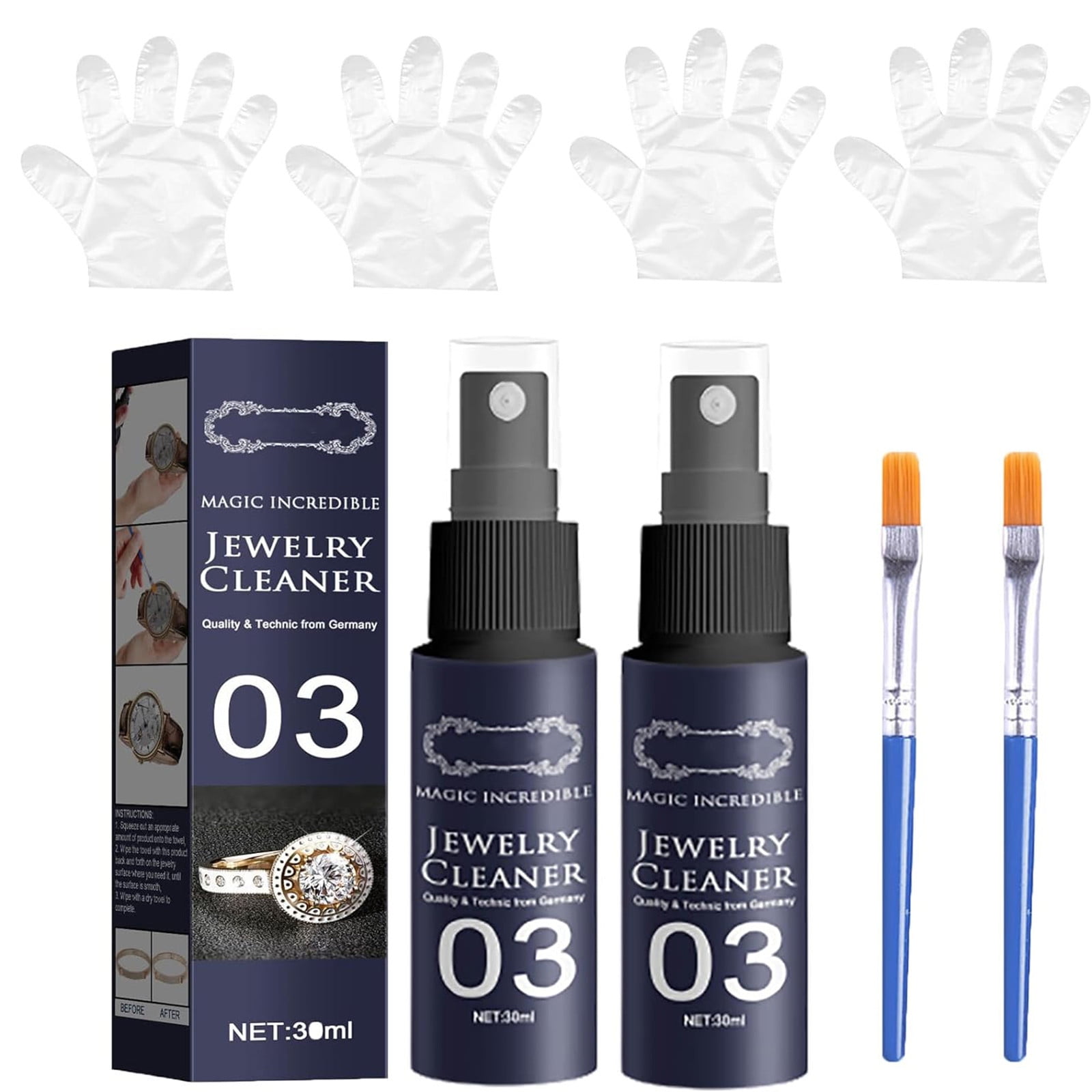 Jewelry Cleaner Spray Kit for Tarnish Removal and All-Purpose Quick ...