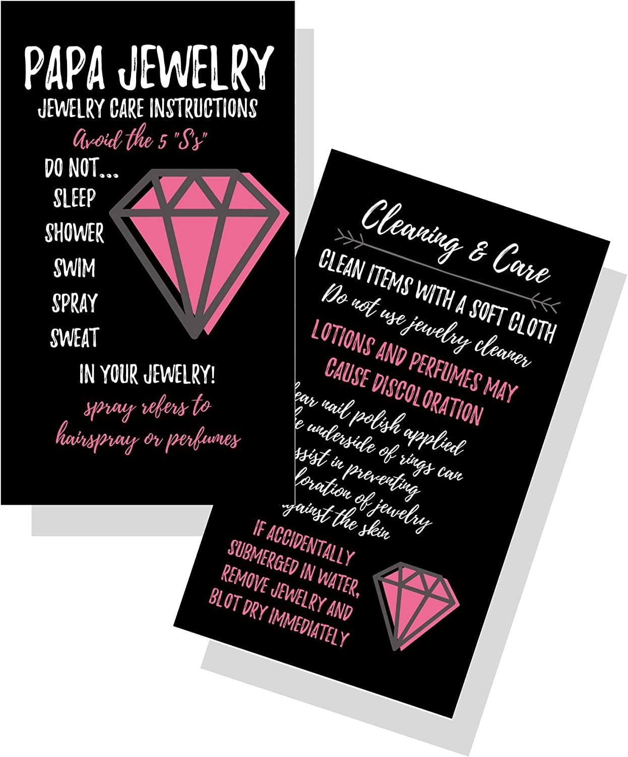 Jewelry Cleaning and Care Cards Package of 50 Bling Solid Pink ...