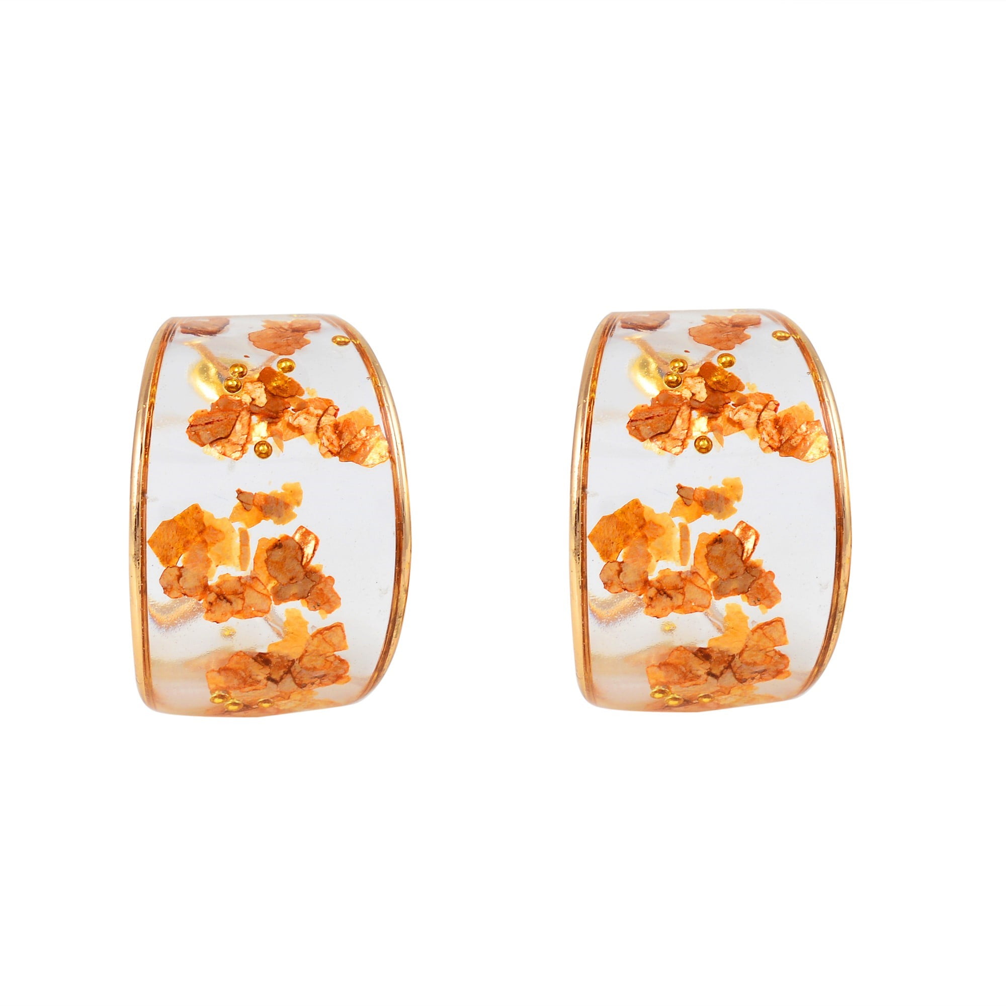 Jewelry Fiesta Elegant Cute Designer Orange Flower Inlay Hoop Earrings ...