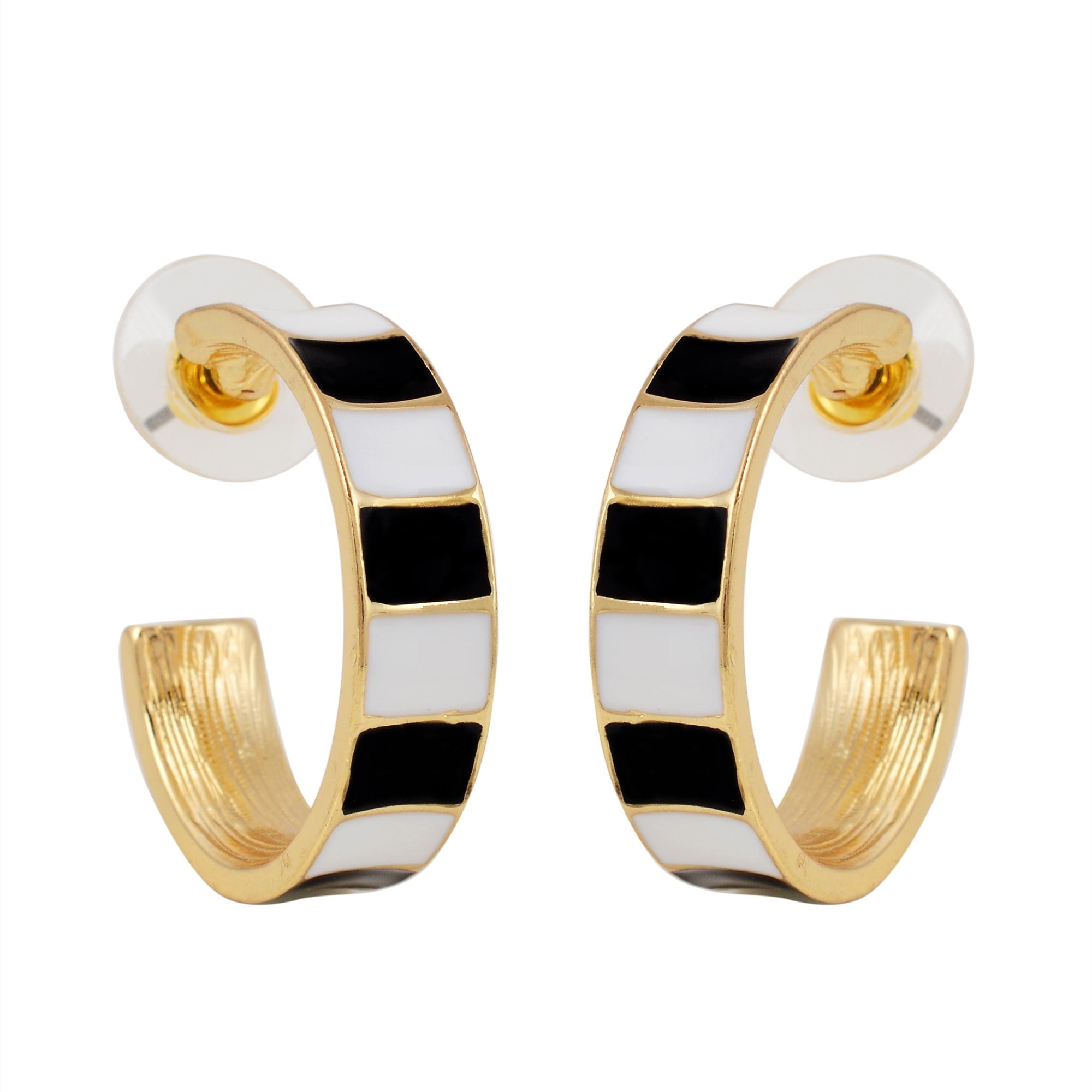 Jewelry Fiesta Women Designer Sassy Christina Black White Enamel Hoops ...